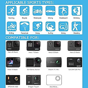 Action Cameras Accessory Kit, Bonvvie 50-in-1 Sports Camera Accessory Kit Compatible with Hero 13/12/11/10/9/8/7 Black, Max/Fusion, Insta360 Osmo Action SJCAM SJ6000 SJ5000 Campark REMALI