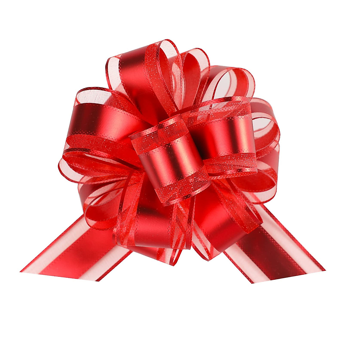 12 Pieces Pull Bow Wrapping Pull Bow Ribbon Pull Bows for Wedding Baskets,6 Inches Diameter Gift Bows, Large Bows for Presents. (Red)