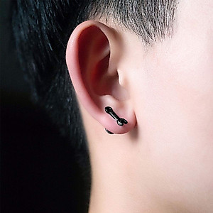 Halawly Stainless Steel Feather Chain Earrings for Men Women Sliver Gold Black Punk Long Dangle Earrings Set Lightweight Fashion Party Birthday Jewelry