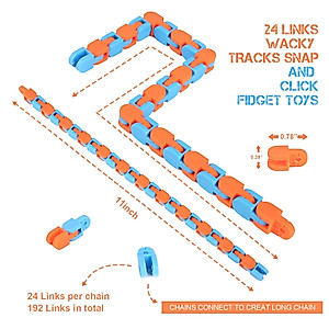 8Pcs Fidgets Wacky Tracks Fidget Toys for Kids Classroom Students School Prizes Gifts Sensory Autism Toys Snap Fidget Snake Click Toys for Adults Stress Relief ADD ADHD Autistic Keeps Fingers Busy