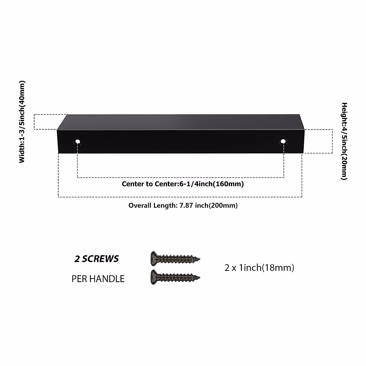 Peaha 10 Pack Kitchen Cabinet Handles 6-1/4 inch Black Pulls for Dresser Drawers Door Edge Finger Pull Aluminum Alloy Hardware