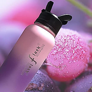 Authentic Flask 32oz Double Vacuum Insulated Water Bottle Wide Mouth w/Stainless Steel and Straw Lids, Reusable and Modern Hydro Thermo 24hs Cold 12hs Hot (BLUE BERRY)