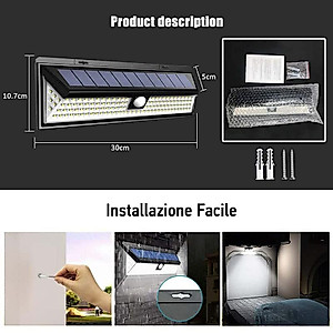 EMFYL Luopan Indoor Lighting 2pcs IP65 118LEDs 3Modes Solar Light Outdoor LED Light Outdoor Solar Lamp PIR Motion Sensor Sunlight Powered Lamp for Garden Decoration