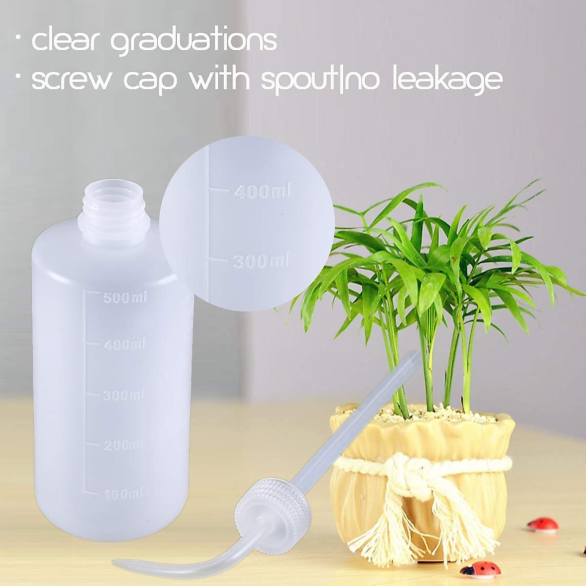 Valchoose 2Pack 500ml Squeeze Bottle 16.9oz, No Spill Wash Bottles Large with Handy Measurement Lines, Wash Bottles Squeeze Spout Flowing Well
