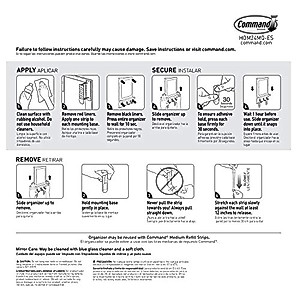 Command Mirror Organizer, Quartz, 1-Organizer with Key Hooks, 8-Medium Strips (HOM24MQ-ES), Great for dorm decor