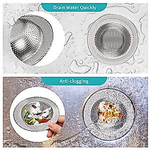 Ledorr 6PCS Kitchen Sink Strainer Sink Stopper, Universal Silicone Kitchen Sink Drain Strainer Cover Plug Stopper Kit, 4.5 Inch Stainless Steel Sink Filter Strainer, Food Catcher for Kitchen Sink