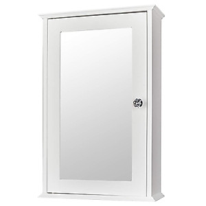 Single Door Mirror Indoor Bathroom Wall Mounted Cabinet,Wooden Medicine Cabinet White Wall Mounted Bathroom Cabinet with Single Mirror Door & Adjustable Shelves for Bathroom, Living Room, Entryway