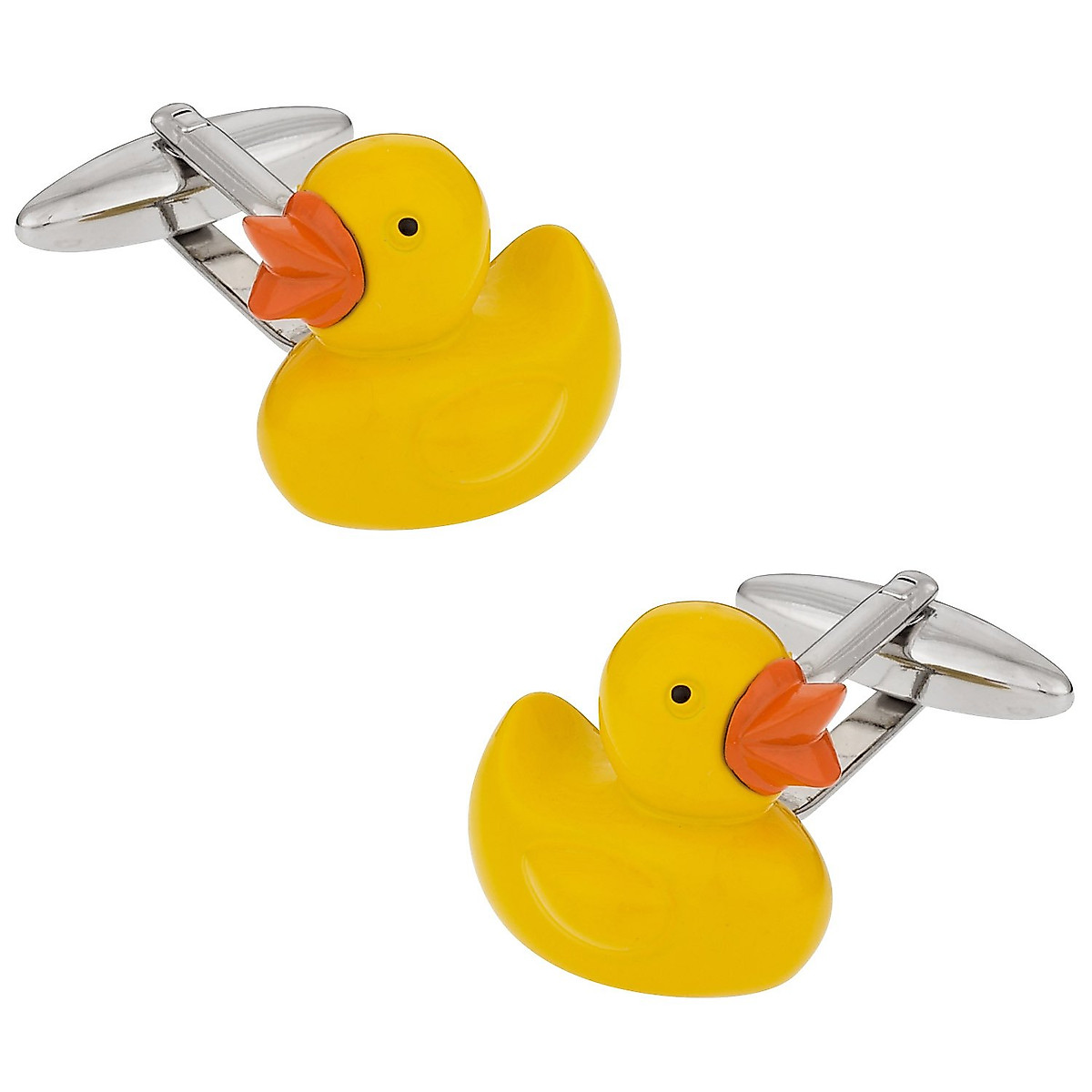 Mens Funny Rubber Ducky Duck Cufflinks Bathtime Bath Cuff Links Baby with Travel Presentation Gift Box in Yellow