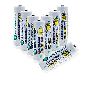 GEILIENERGY Solar Light AA Ni-CD 1000mAh Rechargable Batteries,AA Rechargeable Batteries for Solar Lights Solar Lamp(Pack of 8)