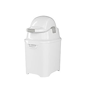 Foundations Mini Diaper Pail with Airtight Lid, Diaper Disposal for Childcare Centers and Homes, Use Any Bag, Durable & Odorless (White)