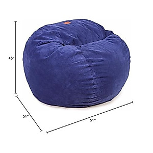 CordaRoy's Chenille Bean Bag Chair, Convertible Chair Folds from Bean Bag to Lounger, As Seen on Shark Tank, Navy - King Size