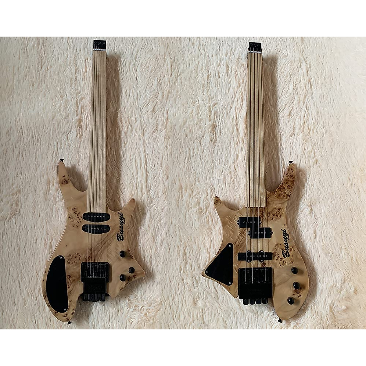 4 String Bass/ 6 String Lead Fretless Headless Tremolo Busuyi Guitar Right (Blurp)