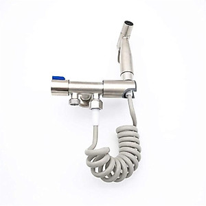 JIYTG Stainless Steel Portable Spray Kit Stainless Steel Toilet Partner Bidet Sprayer Bidet Handheld Spray Gun