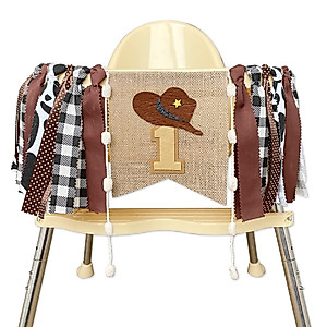 1st Birthday High Chair Banner - Cowboy Rodeo Party Decoration For Boy, Western Theme High Chair Birthday One Party Banner, Cowboy Banner Decorations, My First Rodeo Banner For Photo Booth Props