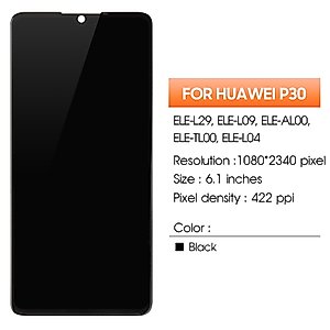 OLED Screen for Huawei P30 Screen Replacement for ELE-L29 LCD Screen ELE-L09,ELE-AL00,ELE-TL00,ELE-L04 Touch Display Digitizer Assembly Repair Parts（with Figerprint Function）