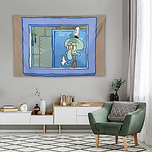DOBOER Squidward in Window Tapestry for College Dorm, Bedroom and Living Room Home Decor, Funny Anime Wall Tapestries Hanging for Men 40"x60"
