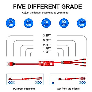 Yifchoti 3 Pack 3 in 1 Multi USB Retractable Charger Cable,Fast Multiple Charging Cord Adapter with IP/USB-C/Micro-USB Port Adapter, Compatible with Cell Phones Tablets Universal Use