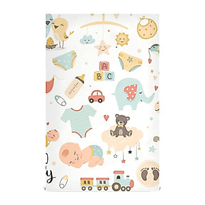 SLHKPNS Baby Shower Set Cute Cartoon Kitchen Dish Towel Set of 1, Lovely Animals 18x28in Absorbent Dishcloth Reusable Cleaning Cloths for Household Use