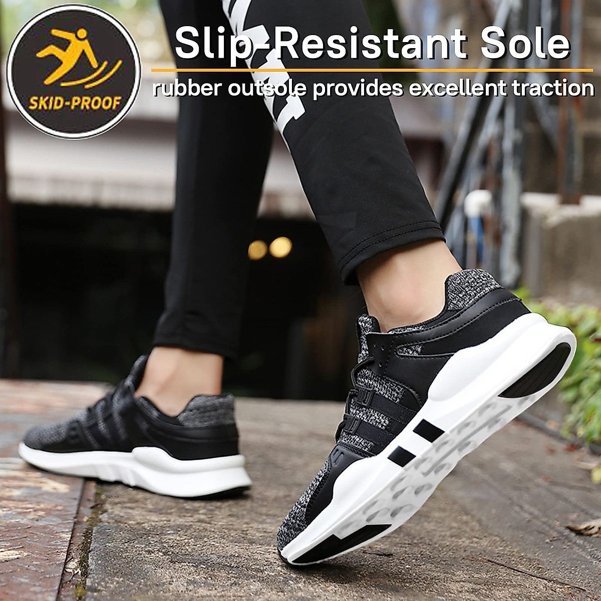 SUADEX Steel Toe Shoes for Men Lightweight Indestructible Work Shoes Women Breathable Safety Shoes Grey 11 Women/9.5 Men