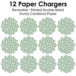 Big Dot of Happiness Sage Green Daisy Flowers - Floral Party Round Table Decorations - Paper Chargers - Place Setting For 12