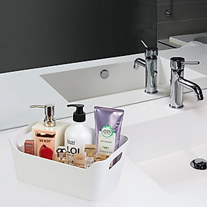 Tiawudi 12 Pack Storage Bins, Plastic Storage Containers, Multi-Use Organizer Bins, White Closet Organizer, Pantry Organizer, Bins for Cabinet, Drawer, Countertop or Shelves