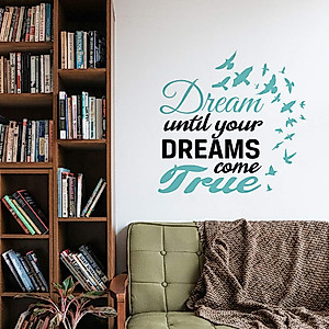Family Inspirational Quotes Vinyl Wall Decal Stickers Dream Until Your Dreams Come True, Family Decor Removable Vinyl for Kids Room Living Room Bedroom Dining Room Fitness Gym Office (11.8''×23.6'')