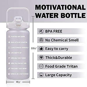 ST-YIBEN 64oz Large Motivational Water Bottle with Time Marker, Leakproof & BPA Free Half Gallon Water Bottle with Straw & Handle Tritan Frosted Water Jug for Women Men to Fitness,Gym,Sports