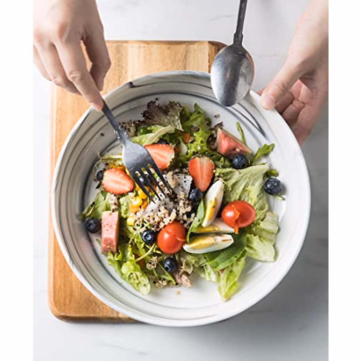 LYEOBOH Porcelain Serving Bowls, Salad Pasta Bowls for Kitchen, Stackable Bowl Set of 2 for Entertaining Thanksgiving Christmas, Ceramic Dinner Bowl, 10 inch, Gray