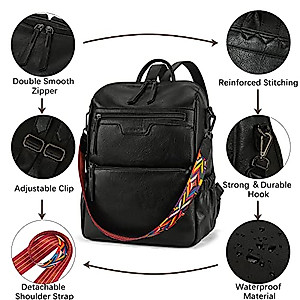 BOSTANTEN Backpack Purse for Women Fashion Designer Travel Backpack Leather Convertible Shoulder Bags Casual Daypack Black