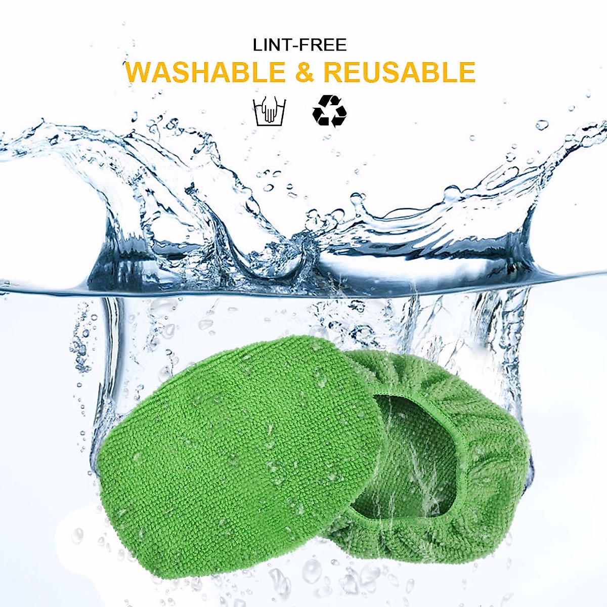 eFuncar Microfiber Cleaning Cloth for Windshield Cleaning Tool, Windshield Cleanner Wand Replaceable Glass Cleaning Bonnets, Interior Auto Window Cleaner Washing Pads, Fit 5”, Green, 5 Pack