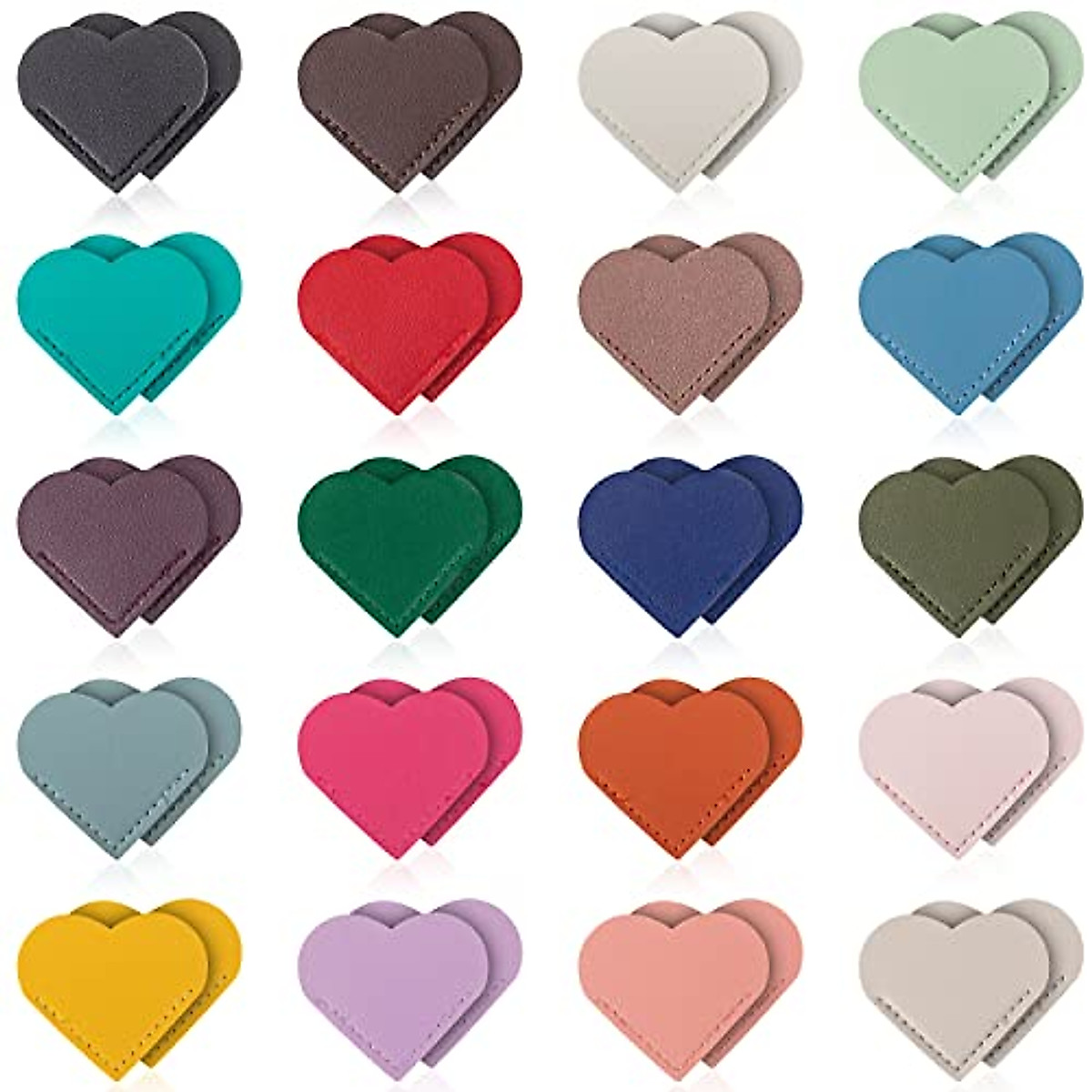40 Pcs Leather Heart Bookmark Page Corner Bookmark Cute Book Marks Book Lovers Gifts Accessories Bookmark Clips for Reading Lover Kid Student Bookworm Present Home Office School, Heart Shape