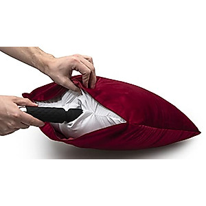 Norott Decorative Throw Pillow Vault Secret Pocket-6.5x10.5-Keep Items Private Safe Secure in Plain Sight-Beds-Couch-Sofa-Any Room-Travel Use- Square Crimson-17.5x17.5x6.5 inches