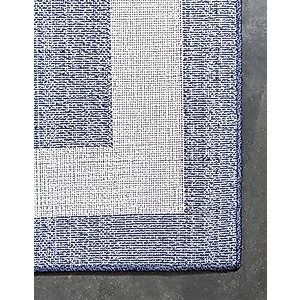 Unique Loom Del Mar Collection Area Rug - Maria (7' 1" x 10' Rectangle, Navy Blue/ Ivory)