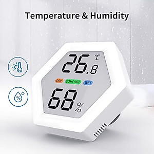 Digital Hygrometer Thermometer, Indoor Hygrometer Thermometer Comfort Indicator Clear Display Versatile Room Humidity Gauge Thermometer for Living Room Kitchen Office