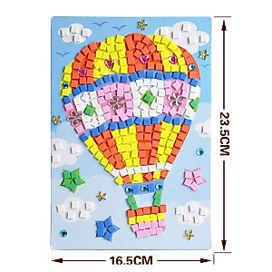LZHZH Mosaic Sticker Art Sticky DIY Handmade Art Kits for Kids-Sunflower, Butterfly, Sailboat, Woodpecker, Hot air Balloon, Airplane Astronaut, Rocket, Spaceship, Alien, Space Station, Robot (12PCS)
