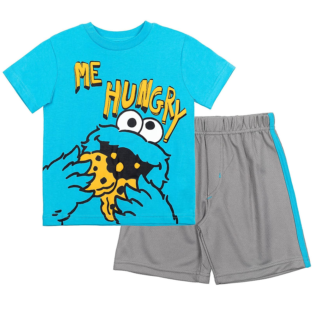 Sesame Street Cookie Monster Infant Baby Boys Graphic T-Shirt and Shorts Outfit Set Blue/Gray 24 Months