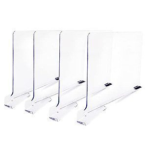 Shelf Dividers for Closet Organization – Premium Closet Shelf Dividers for Closet, Kitchen, Bedroom, Bathroom – Universal Closet Shelf Organizer for 0.4-0.95-inch Shelves – Practical Plastic Organizer