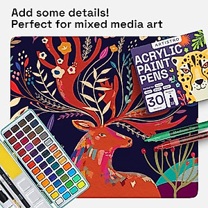 ARTISTRO Acrylic Paint Markers Pens – 30 Acrylic Paint Pens Medium Tip (3mm) - Great for Rock Painting, Wood, Fabric, Card, Paper, Ceramic & Glass - 28 Colors + Extra Black & White Paint Marker Set