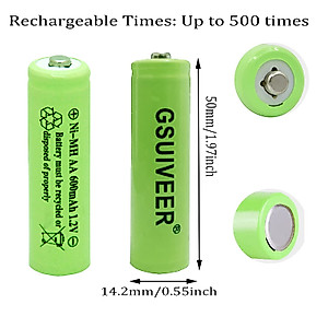 GSUIVEER Solar Light AA Ni-mh 600mAh 1.2V Rechargable Batteries AA Rechargeable Batteries for for Solar Lights (8Pack AA)