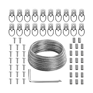 Mr. Pen- Picture Hanging Wire Kit, 100Ft Picture Wire Hanging, D Rings Picture Hanging, Picture Frame Hanging Kit, Picture Frame Wire, Wall Hanging Kit, Wire for Hanging Pictures, Painting Hanging Kit