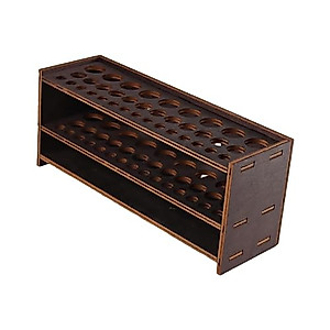 Pen Holder Rack, Paint Brush Holder, Makeup Brush Storage Display Artist Brush Organizer for Sketch, 24cmx7.5cmx10cm, Dark Wood