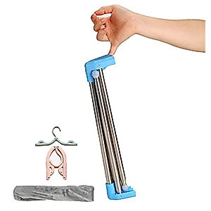 Portable Garment Rack Extra Compact and Lightweight, Foldable Mini Drying Clothe Rack for Travel, Camping, Laundry, Dance, Indoor, Outdoor (Enhanced (Longer & Thicker))