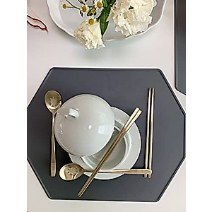 cozymomdeco Korean Made Traditional Pattern Engraved Chopsticks Spoon Set 18-10 Stainless Steel Gold Color 2SET