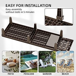 Greesum Outdoor Chaise Lounge Chairs Set of 2 with Adjustable Backrest, Waterproof PE Easy Assembly, Lightweight for Patio, Poolside, Beach, Yard, Dark Brown