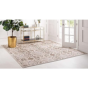 Unique Loom Rushmore Collection Area Rug - Washington (6' Square, Dark Beige/Beige)