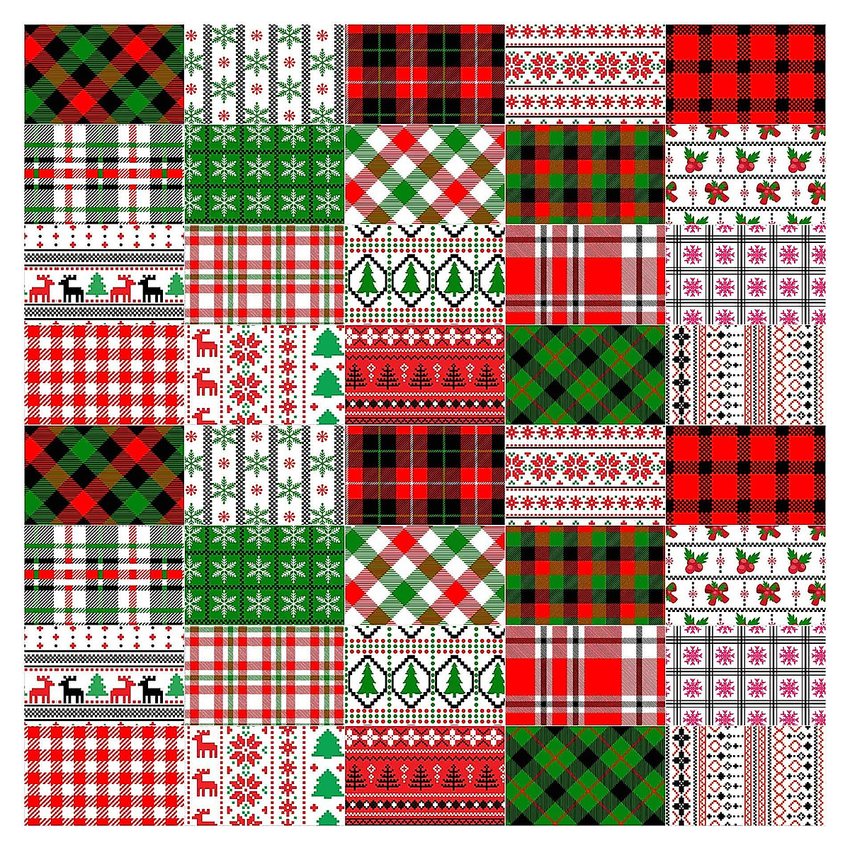 Soimoi Christmas Theme Print Precut 5-inch Cotton Fabric Quilting Squares Charm Pack DIY Patchwork Sewing Craft