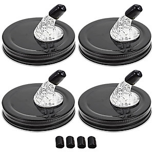 Moonshine Lid,Mason Jar Pour Spouts Lids fit 2.75 Inch Regular Mouth American Glass Jar,Acrylic Liquor Pouring Lid, Dust Proof Cover,Free Flow,NO GLASS JAR QurHapzy（4pack Black)