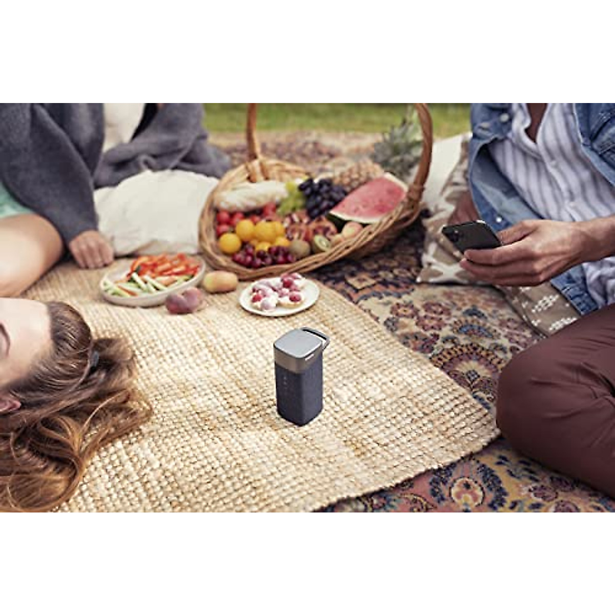 PHILIPS S3505 Wireless Bluetooth Speaker with Bold Sound, Kvadrat Speaker Fabric, Up to 10 Hours Playtime, IPX7 Waterproof, Shower Ready, Small Size, Gray