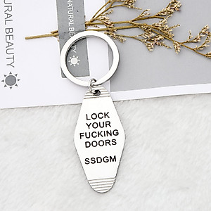 MYOSPARK Lock Your Fucking Doors Hotel Motel Keychain My Favorite Murder SSDGM Motel Style Keychain SSDGM True Crime Gift (Lock Doors Hotel KC)