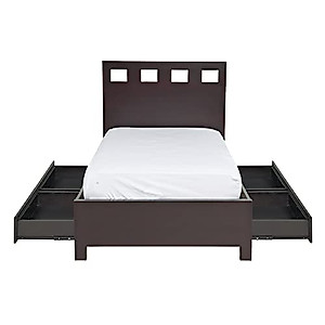 Modus Furniture Solid Wood 2-Side Storage Bed, California King, Riva - Espresso